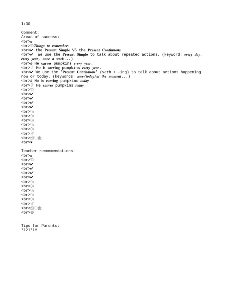 Lv4.Un2.Ls11 Extra Grammar Practice Unit 1 Adverbs of Frequency Present Simple and Present ...