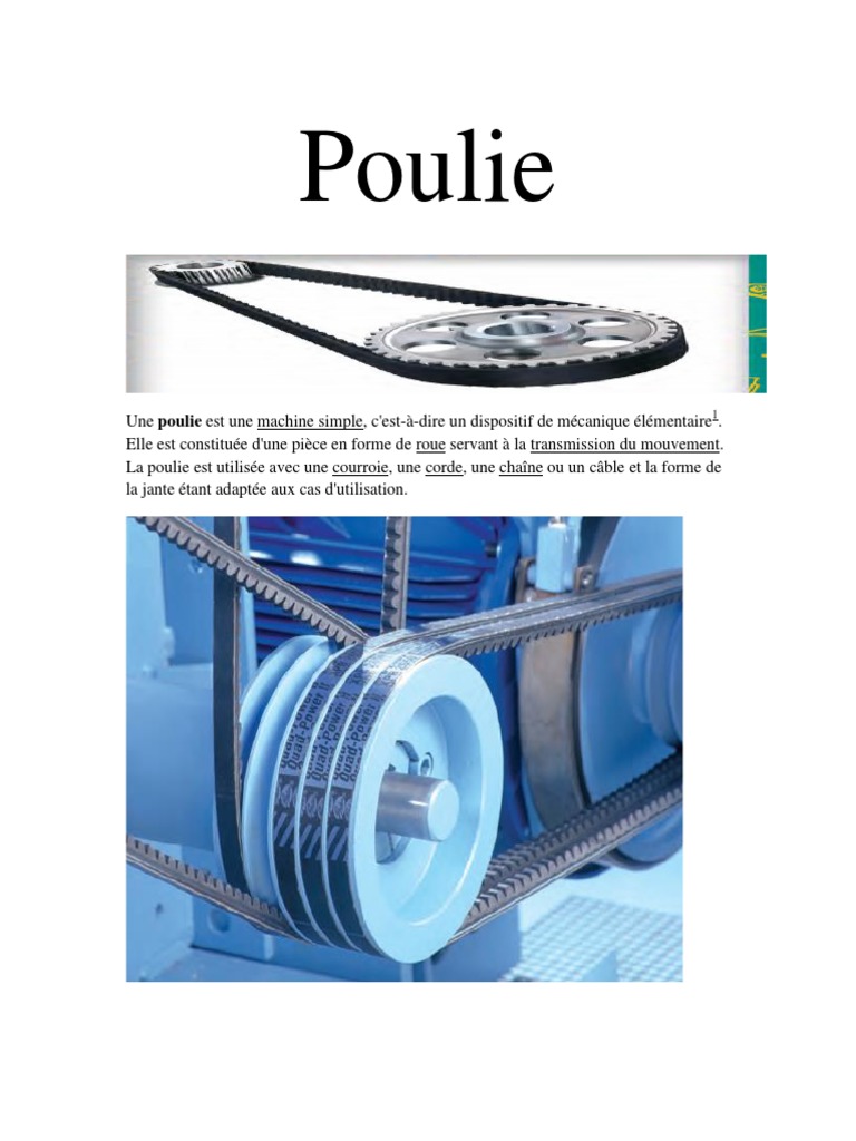 Mécanique des poulies et courroies | PDF | Courroie | Ingénierie mécanique