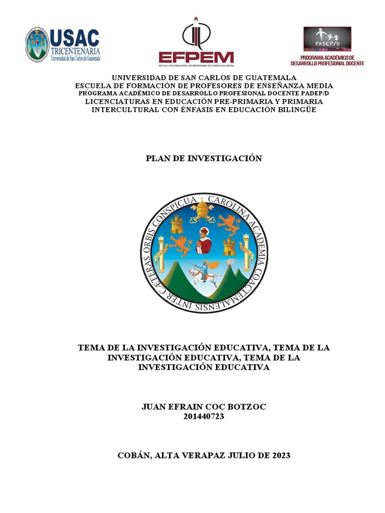 Plan de Investigación PADEP-USAC | PDF