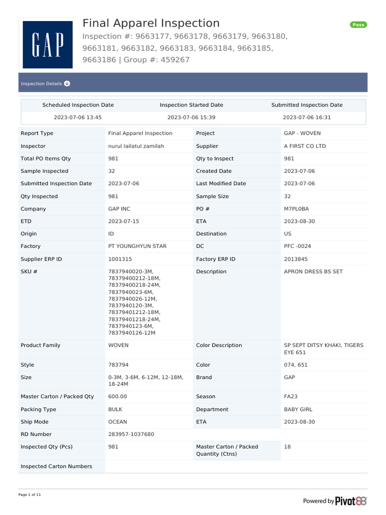 Inspection 9663177 en | PDF | Seam (Sewing) | Clothing