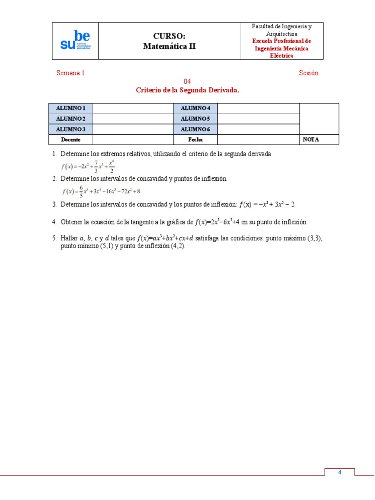 S1.s04 2 Resolver Ejercicios Aplicaciones de La Derivada. Criterio 2da ... S1.s04 2 Resolver Ejercicios Aplicaciones de La Derivada. Criterio 2da ...