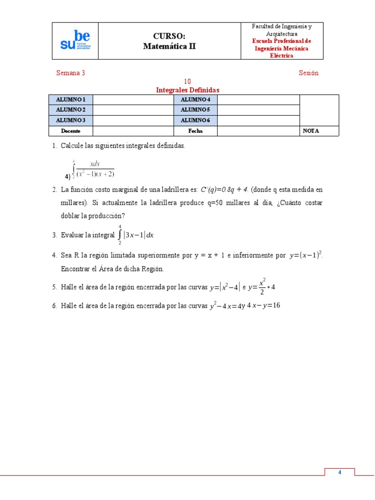 S3.s10 - 2 Resolver Ejercicios La Integral Definida. Calculo de Areas | PDF