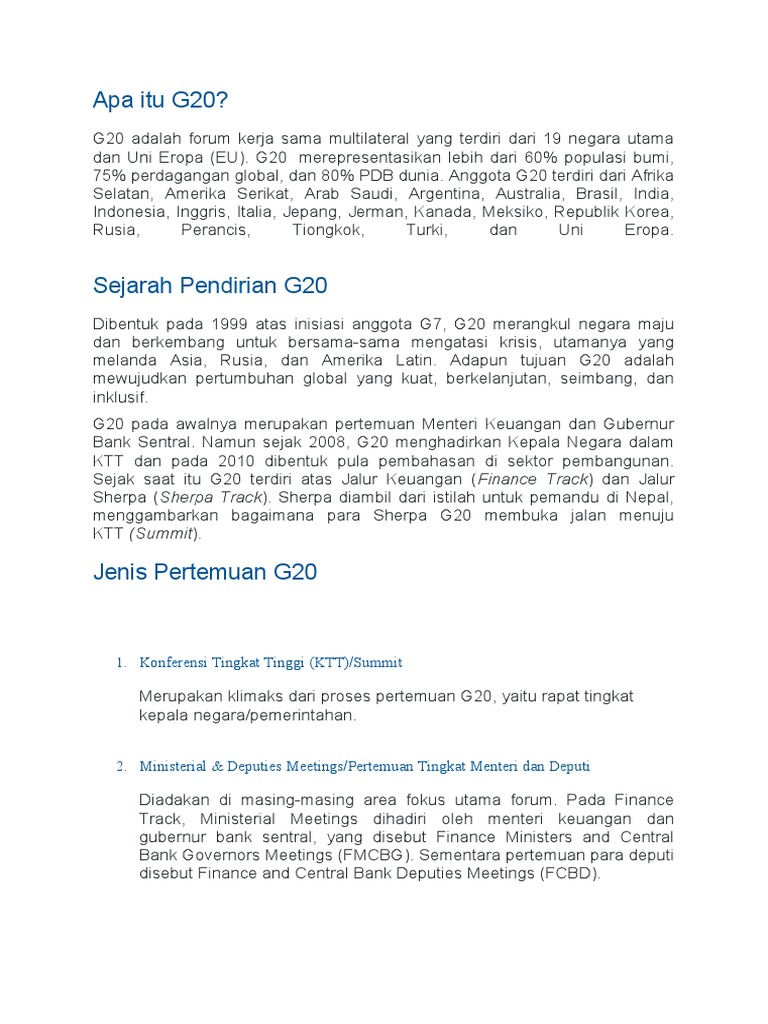 Apa Itu G20 | PDF