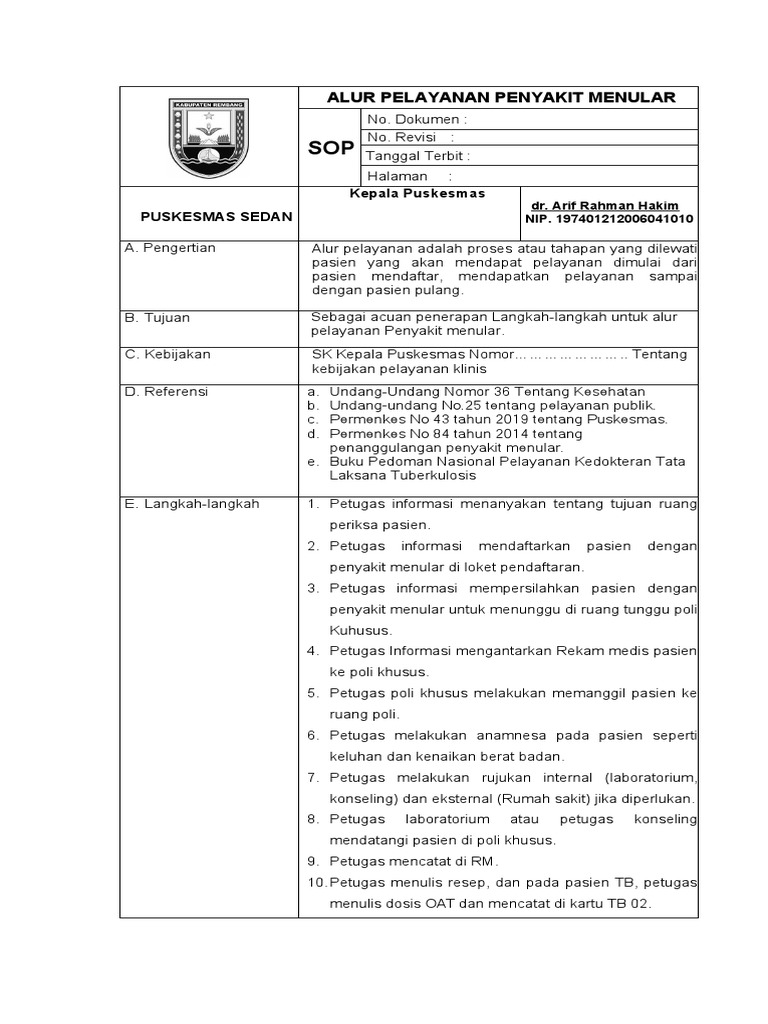 SOP Alur Pelayanan Penyakit Menular | PDF