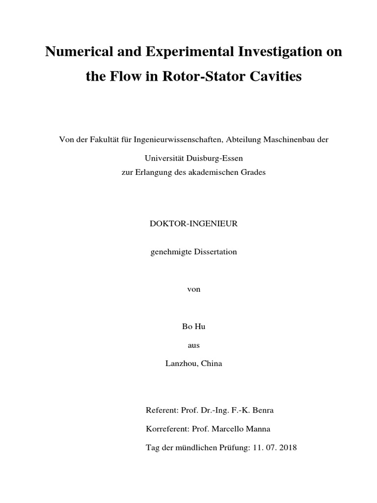 Numerical and Experimental Investigation On The Flow in Rotor-Stator Cavity | PDF | Pump ...