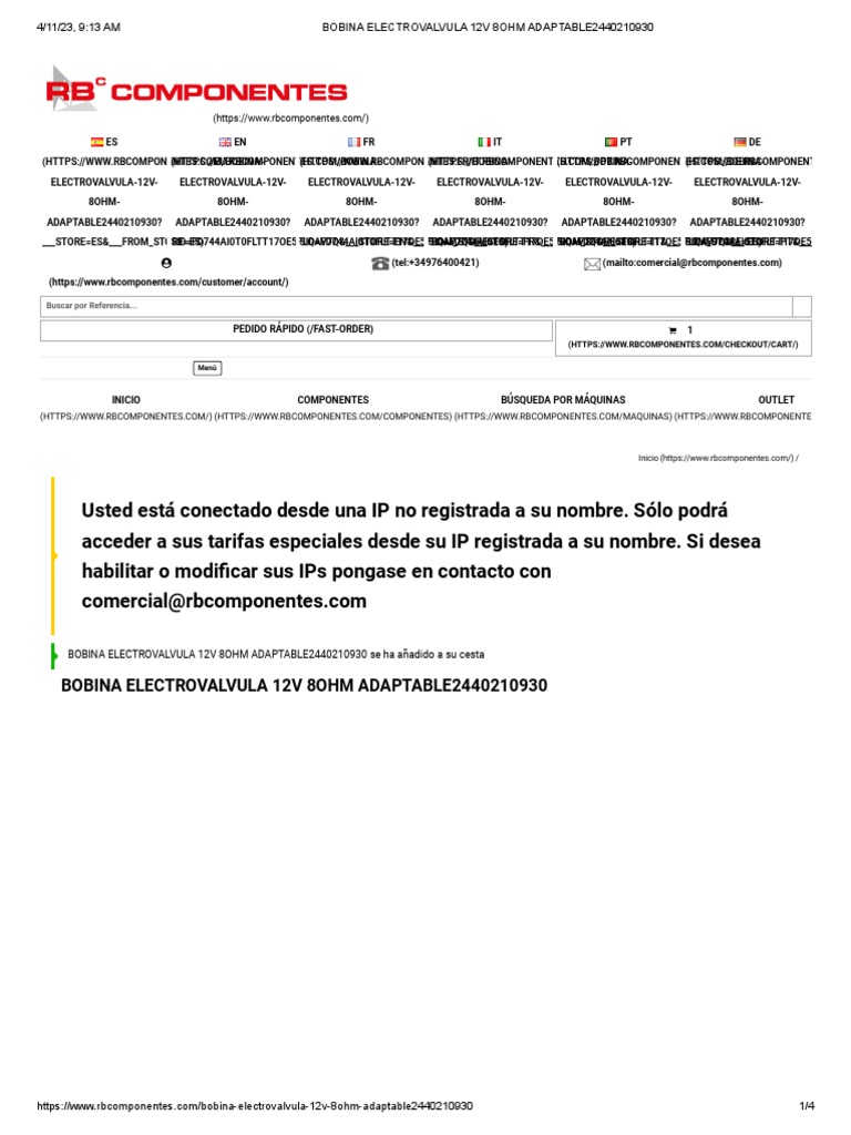 Bobina Electrovalvula 12V 8ohm Adaptable2440210930 | PDF