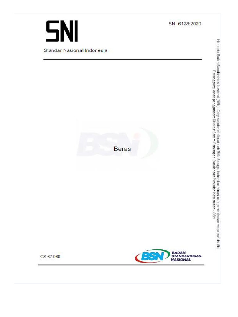 SNI 6128-2020 Beras | PDF