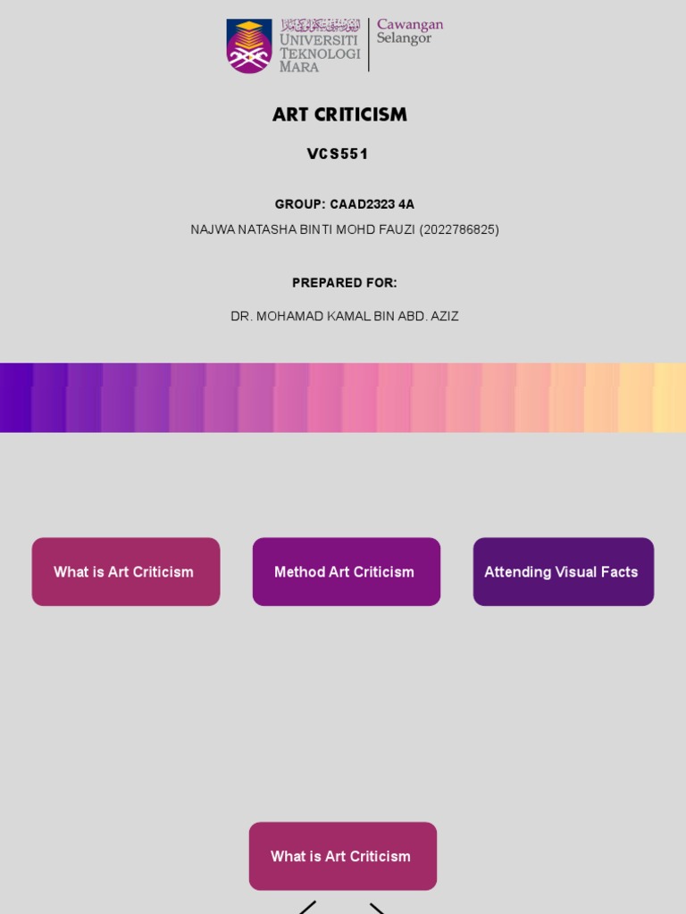 Art Critic Presentation | PDF | Composition (Visual Arts) | Pattern