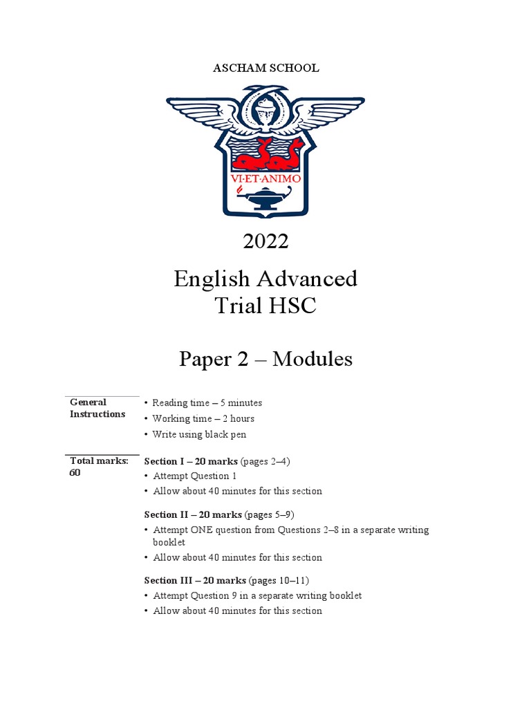 2022 HSC English Advanced Trial Exam | PDF | T. S. Eliot | Imagination