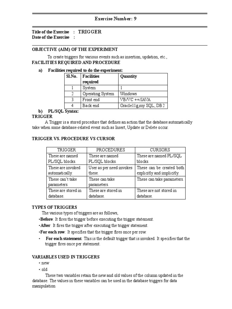 9 Trigger-1 | PDF | Pl/Sql | Information Retrieval