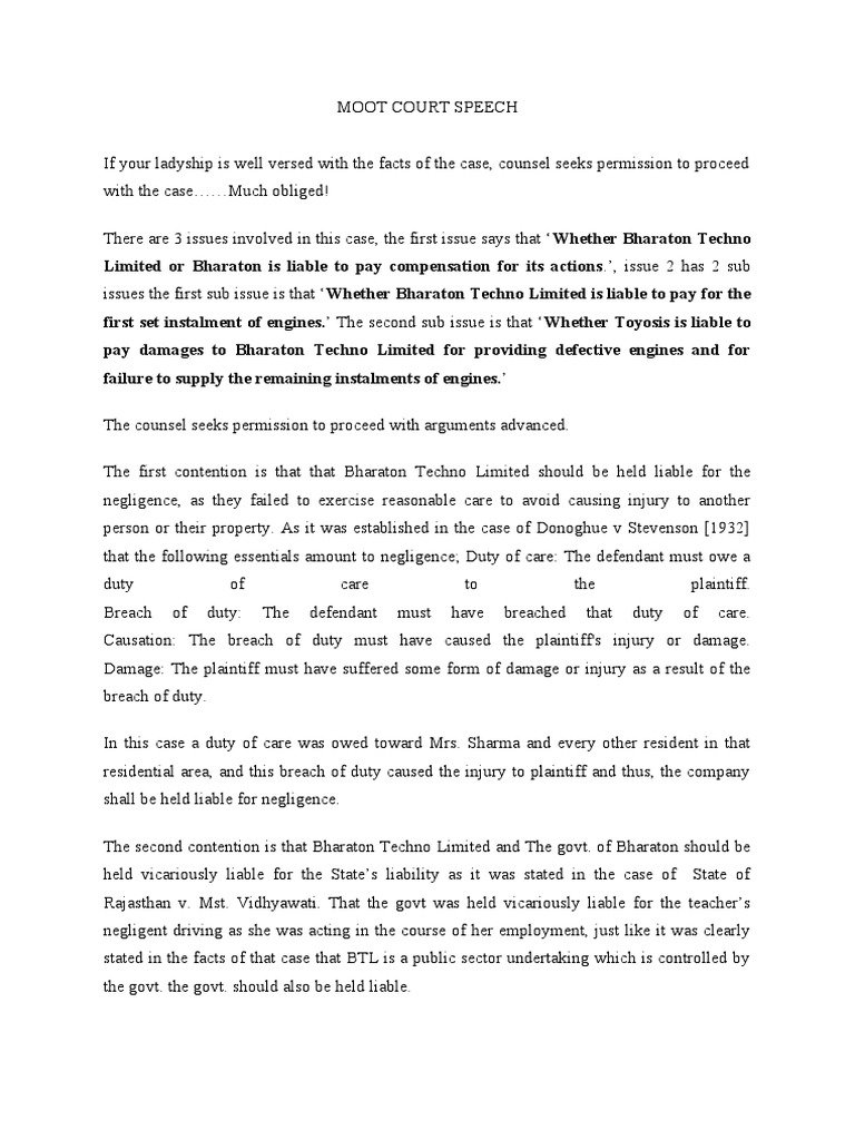 Moot Court Speech | PDF