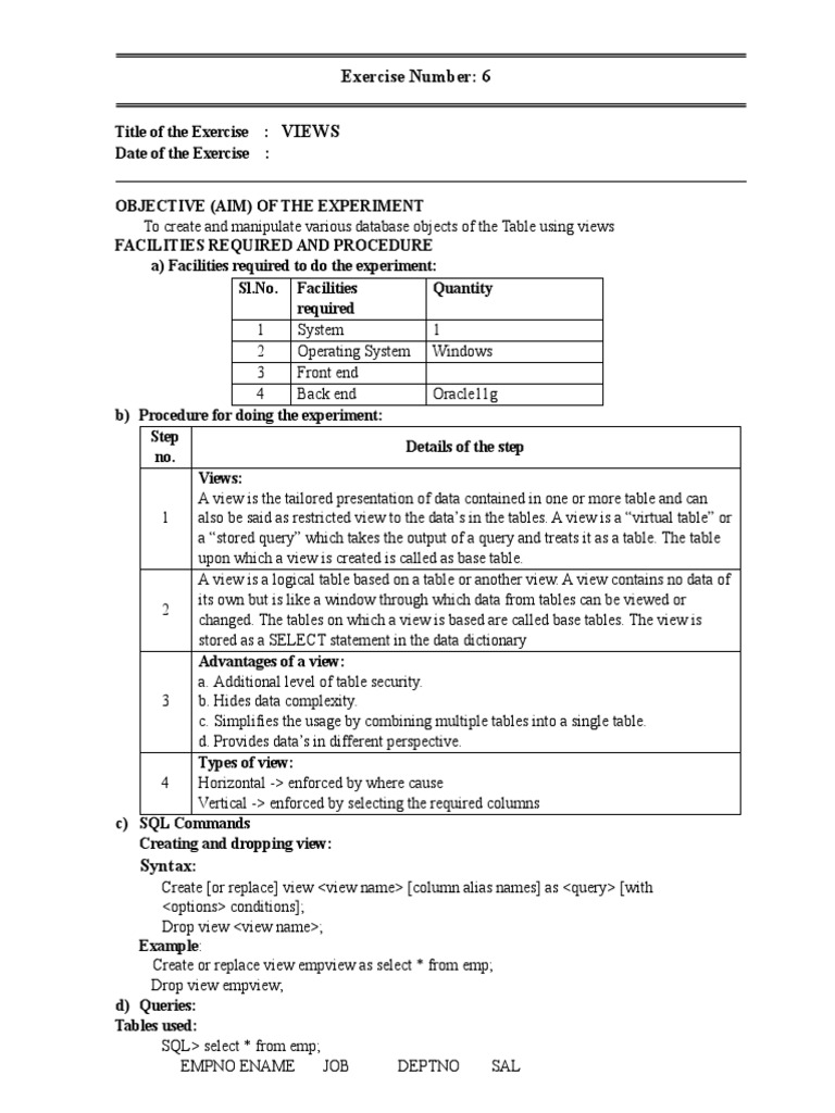 Views PDF | PDF | Table (Database) | Computer Data