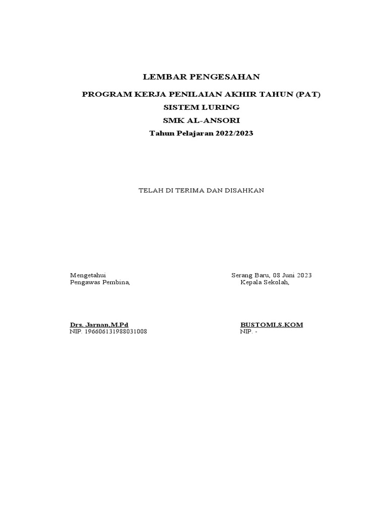 Program Kerja Pas 2020-2021 (Fix) | PDF