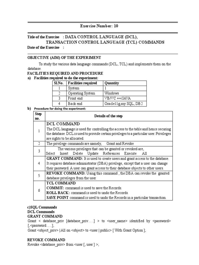 10 DCL TCL commands-1 | PDF