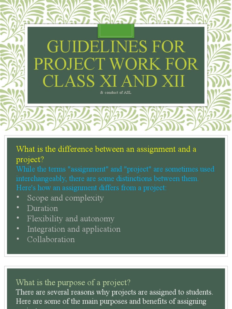Guidelines for project work for class Xi and | PDF