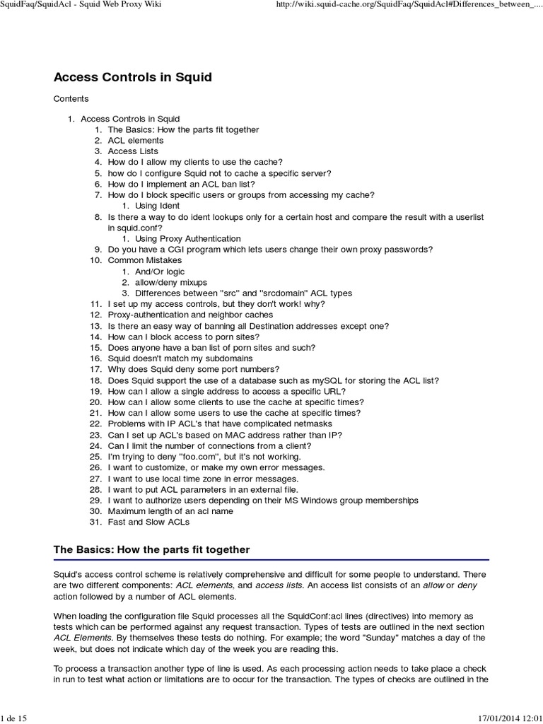Squidfaq Squidacl Pdf Proxy Server Hypertext Transfer Protocol