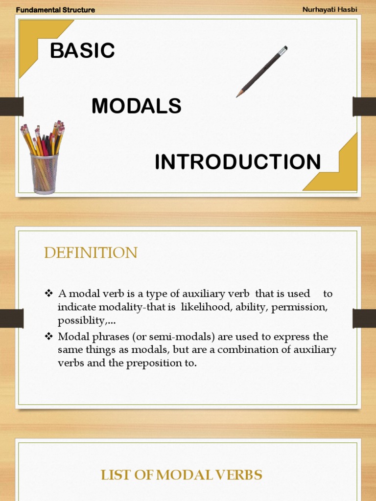 Fundamental Structure, MODAL VERBS, INTRODUCTION | PDF | Verb | Morphology