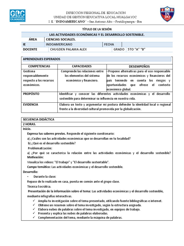 Sesion de Actividades Economicas y Desarrollo Sostenible. | PDF ...