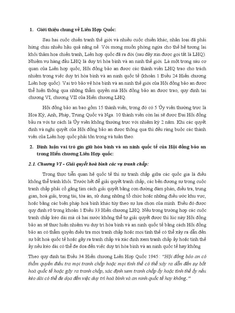 Vai trò của HĐBA trong Hiến chương LHP | PDF