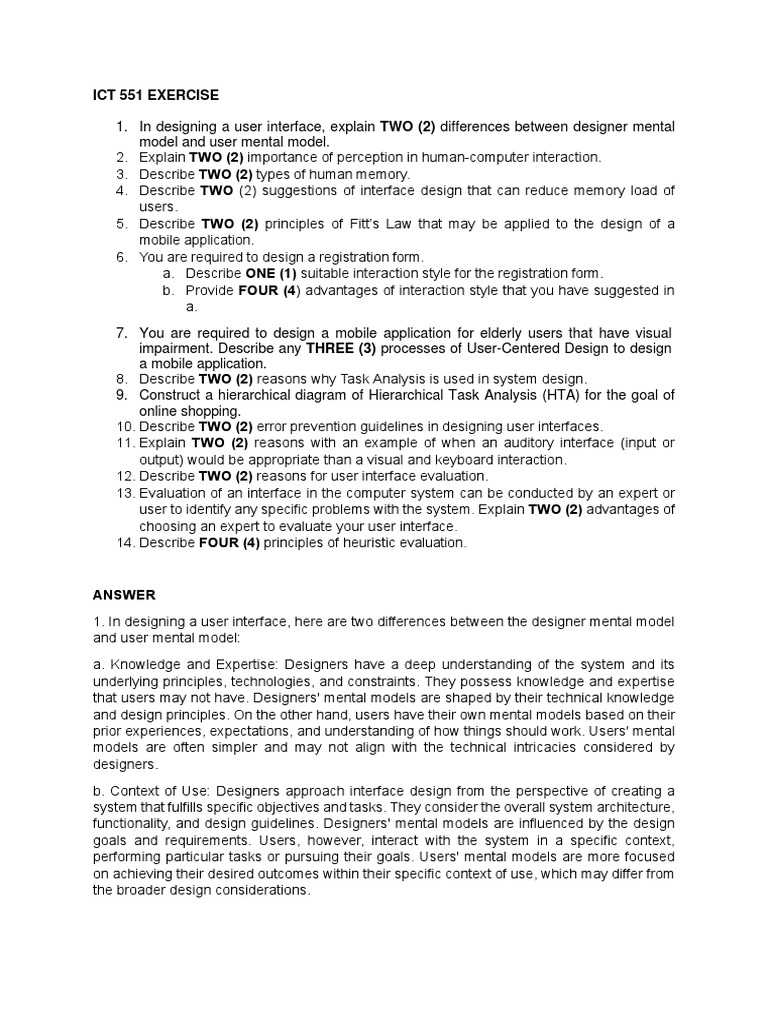 Ict551 Exercise | PDF | Usability | Expert