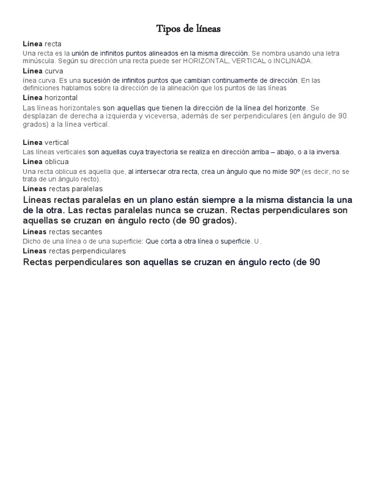 Tipos de líneas: clasificación y ejemplos | PDF