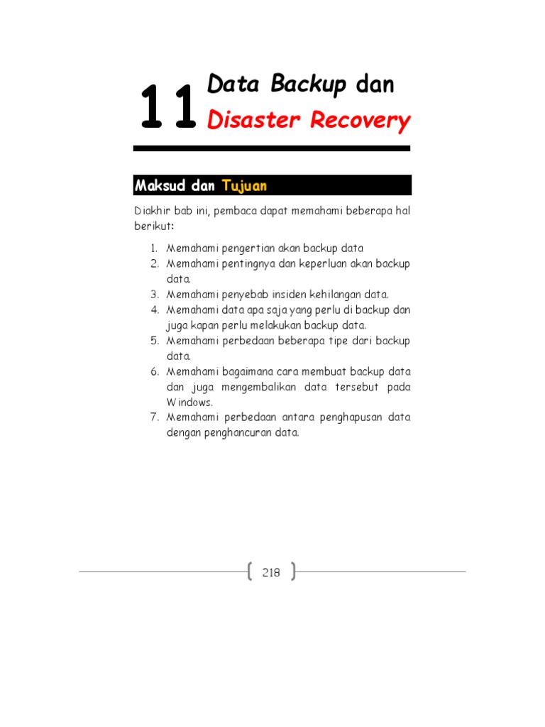 Bab 11 - Data Backup Disaster Recovery | PDF | Bisnis