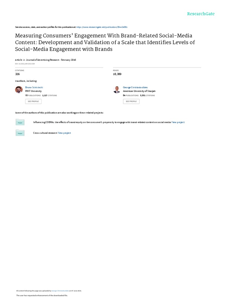 CESBC Scale for Brand Engagement | PDF | Social Media | Popular Culture ...