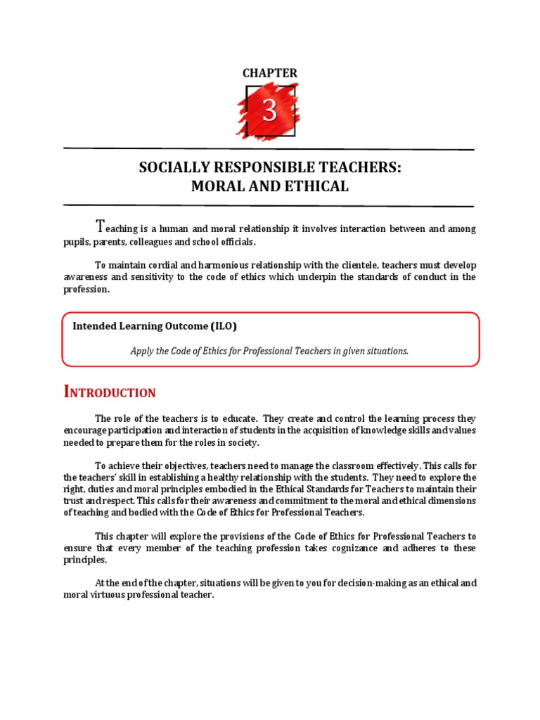 Chapter 3 Socially Responsible Teachers Ethical and Moral | PDF ...