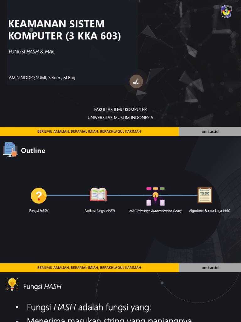 Fungsi Hash dan MAC dalam Keamanan Data | PDF