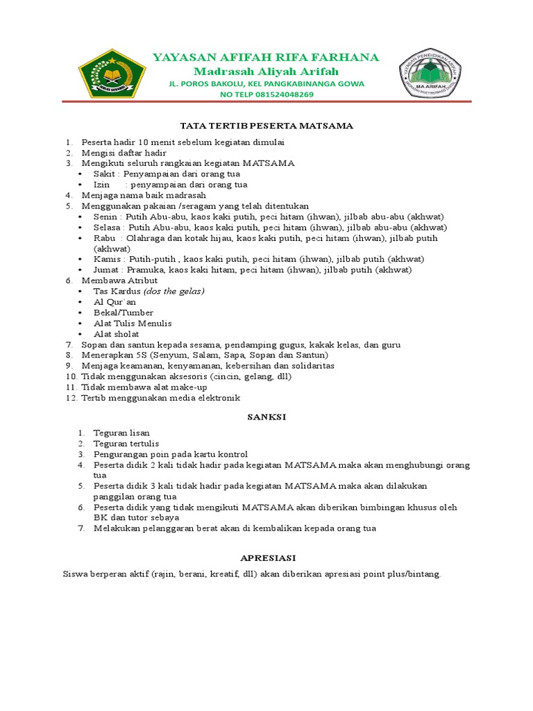 Tata Tertib Peserta MATSAMA 2025 | PDF | Kesehatan Holistik