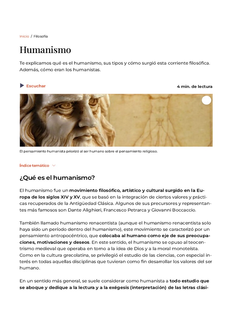 Historia y Tipos de Humanismo | PDF