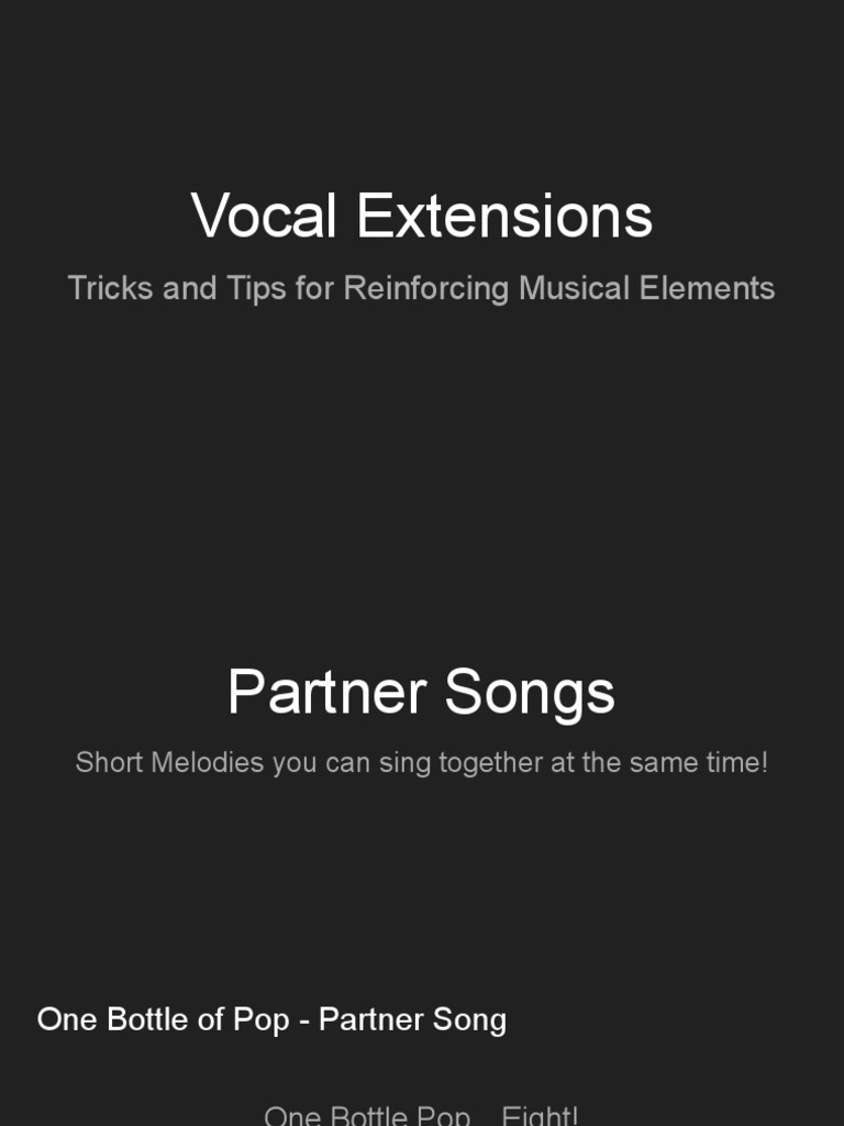 Vocal Extensions and Partner Songs Guide | PDF | Performing Arts ...