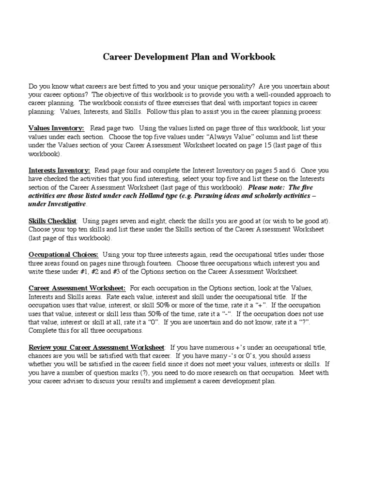 Career Development Workbook | PDF | Employment | Physical Therapy