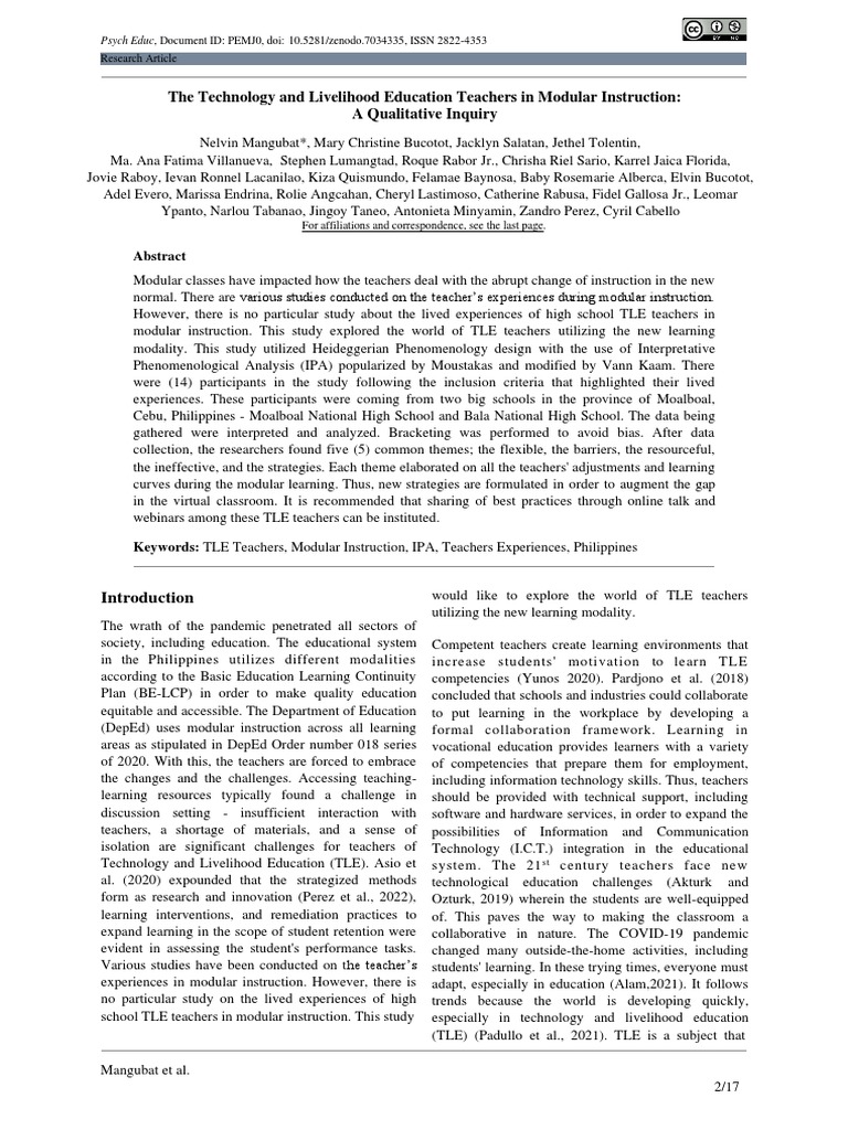 TLE Teachers' Modular Instruction Insights | PDF | Career & Growth