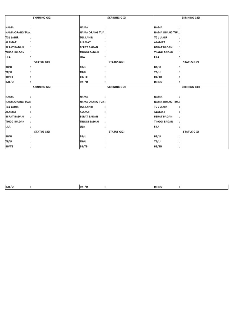Form Status Gizi | PDF