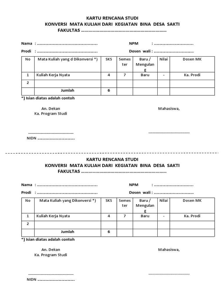 KARTU RENCANA STUDI BDS Dan BDM | PDF