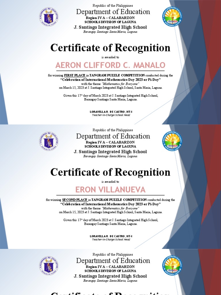 Certificate of Recognition Math Club | PDF | Mathematics | Government