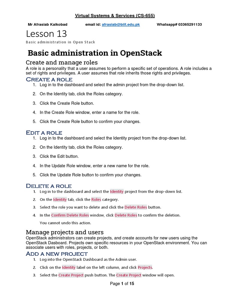Lesson 13 - Basic Administration in OpenStack | PDF