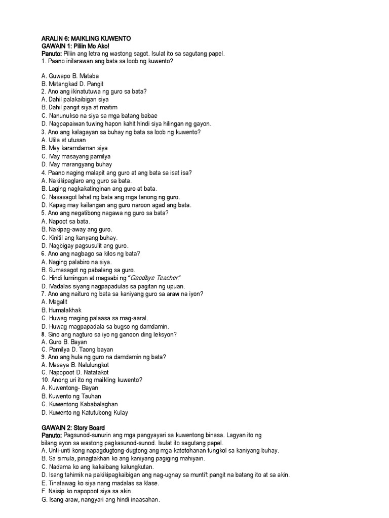 Aralin 6-8 Filipino 8 | PDF