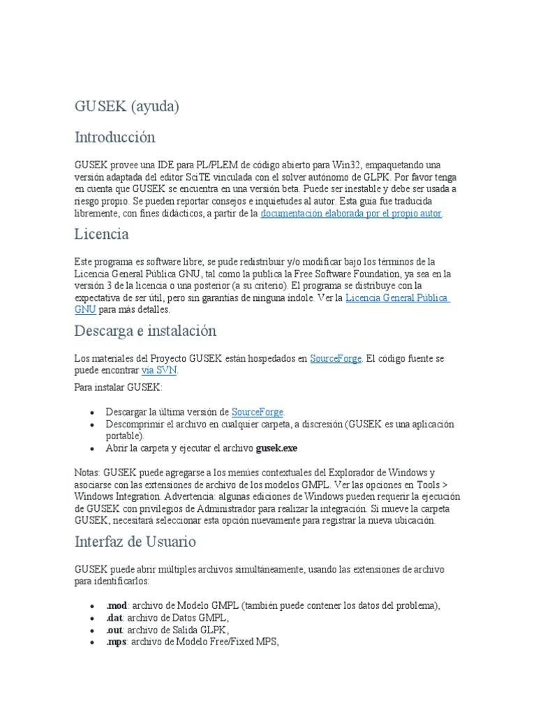 Guía de Descarga e Instalación de GUSEK | PDF | Archivo de computadora ...