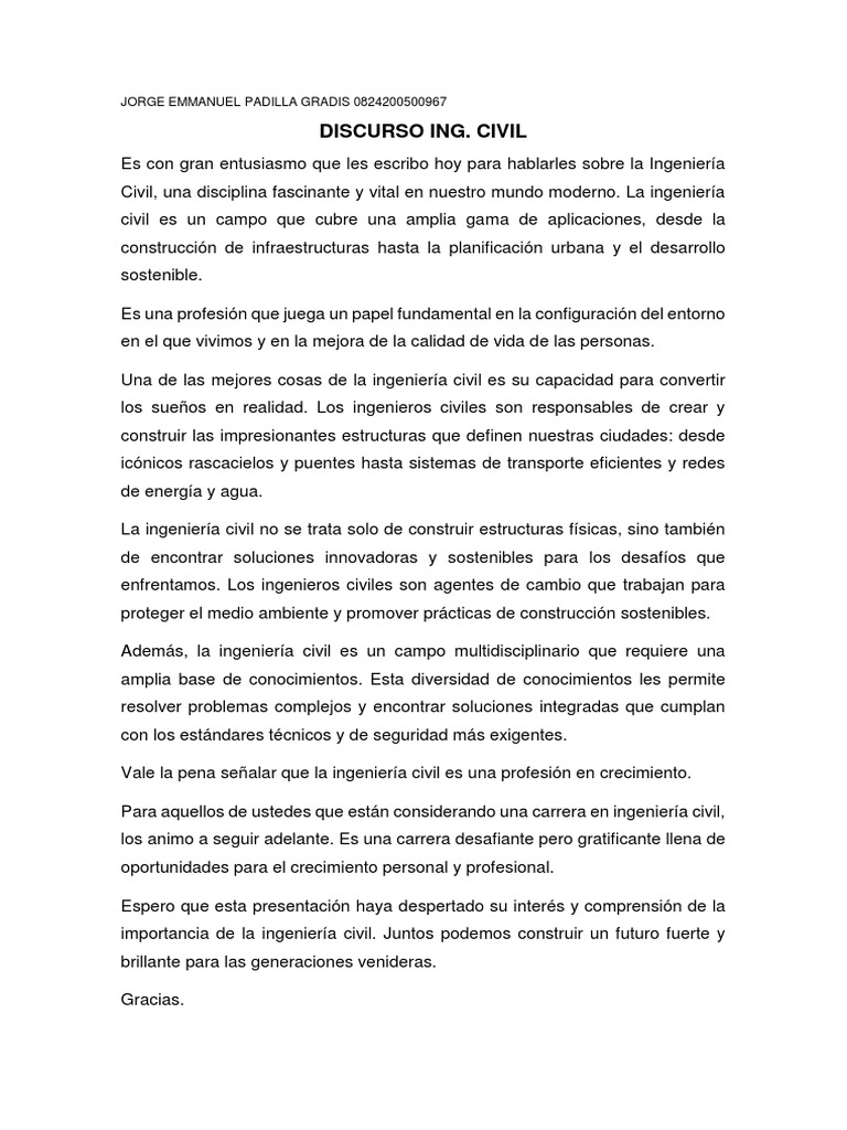 Discurso Ing Civil | PDF