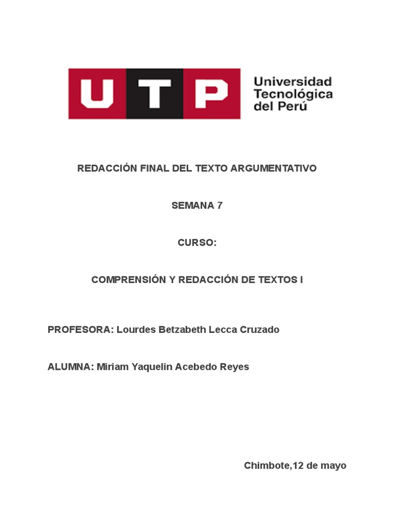 Redacción Final Del Texto Argumentativo | PDF