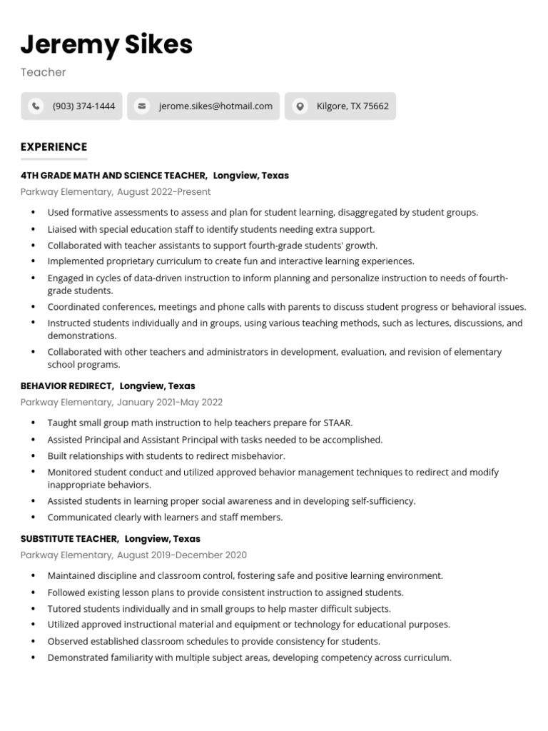 Jeremy Sikes Resume | PDF