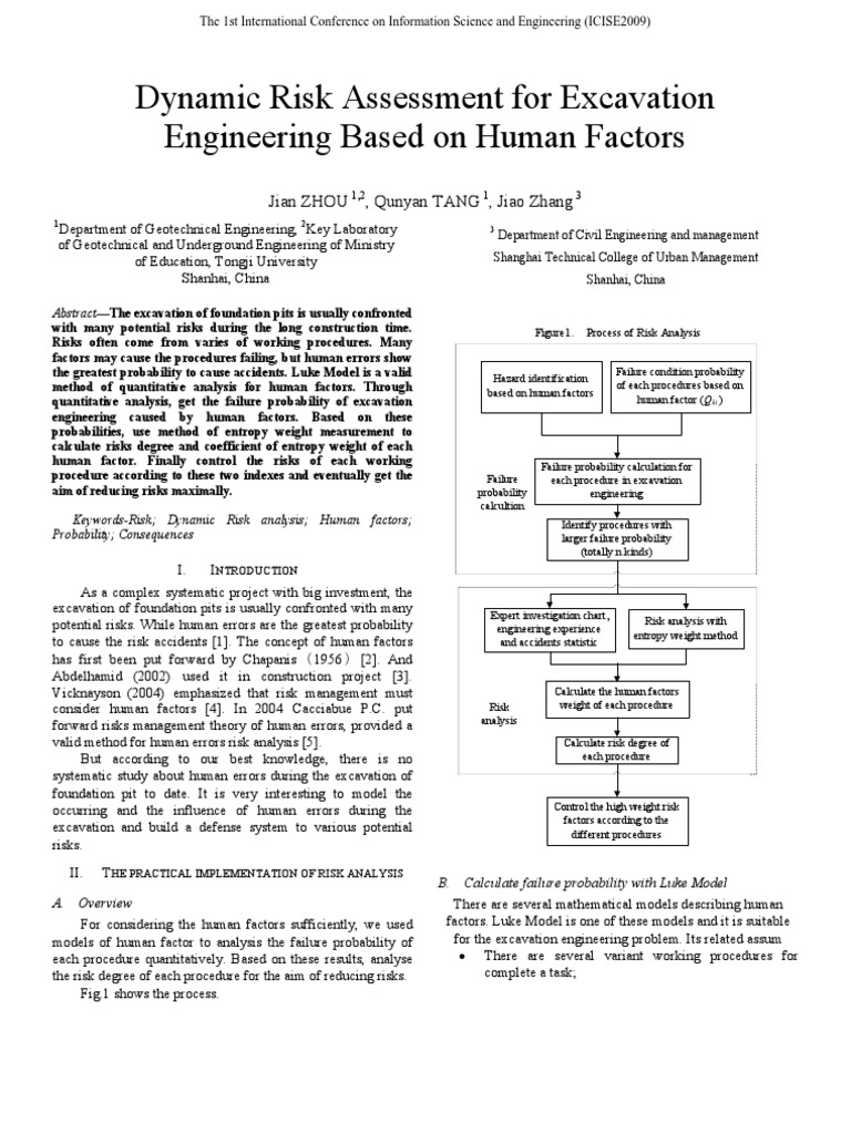 Dynamic Risk Assessment For Excavation Engineering Based On Human ...