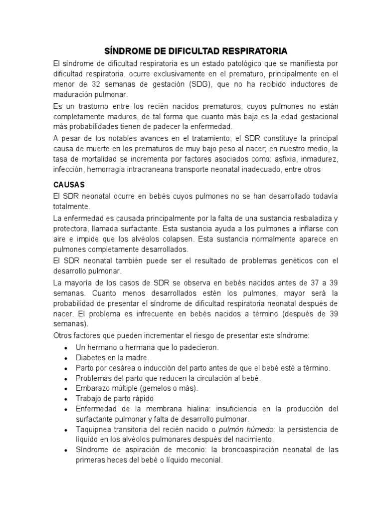 Pae Síndrome de Dificultad Respiratoria Neonatal | PDF