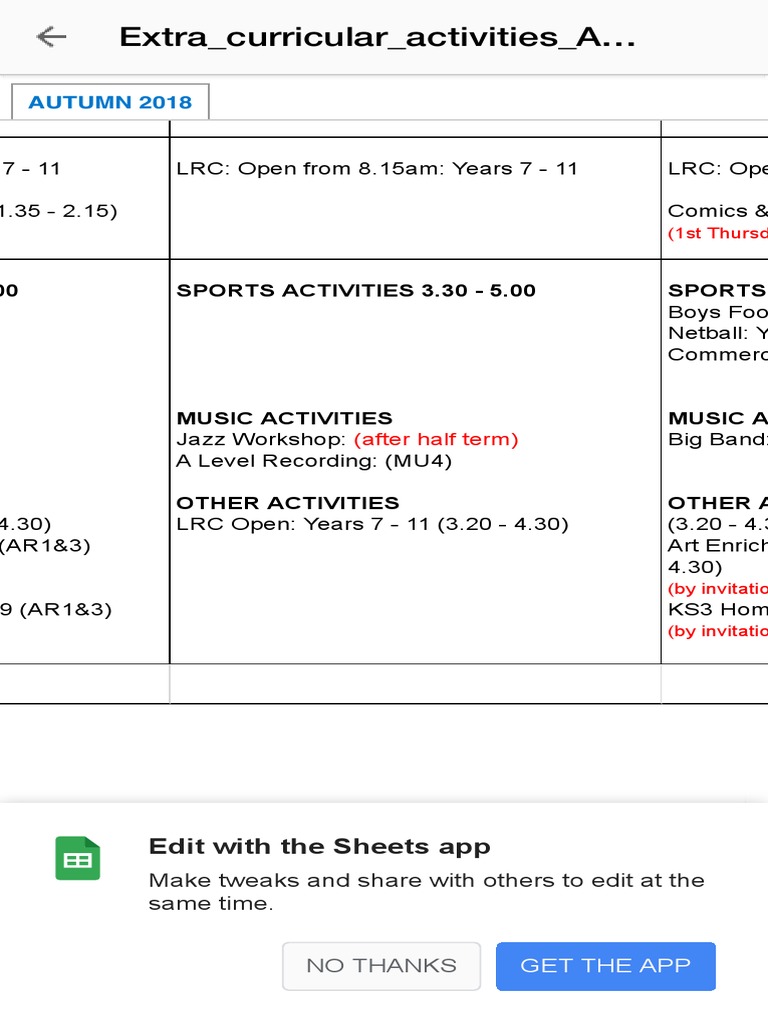 Extra_curricular_activities_Autumn 2021-2022.Xlsx - Google Drive | PDF