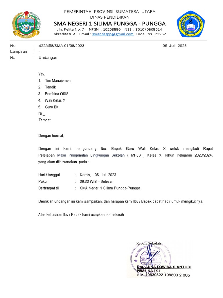 Undangan Persiapan MPLS-2 | PDF