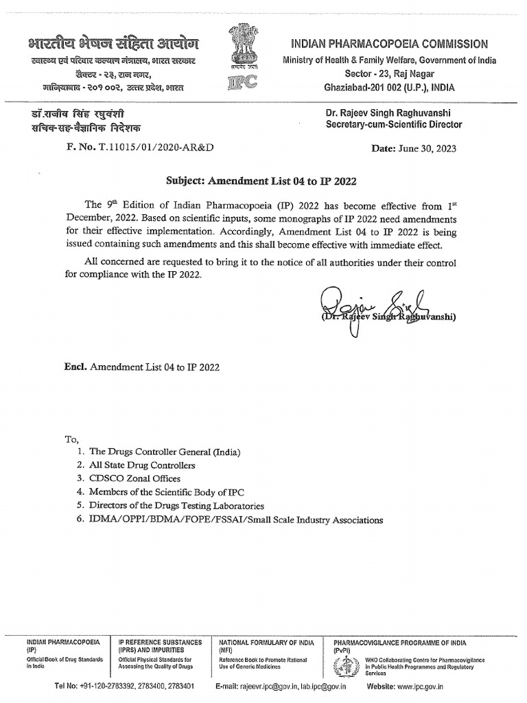 Amendment List 04 To IP 2022 | PDF | Sodium | Atomic Absorption ...