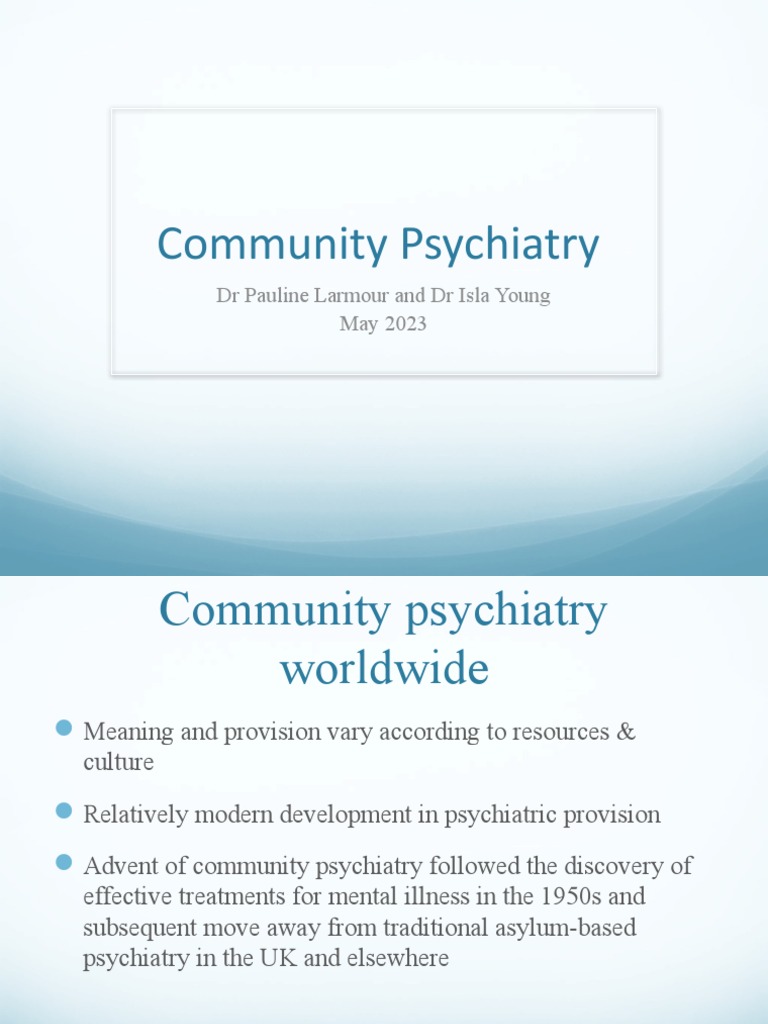 Community Psychiatry - May 2023 | PDF | Psychiatry | Mental Health