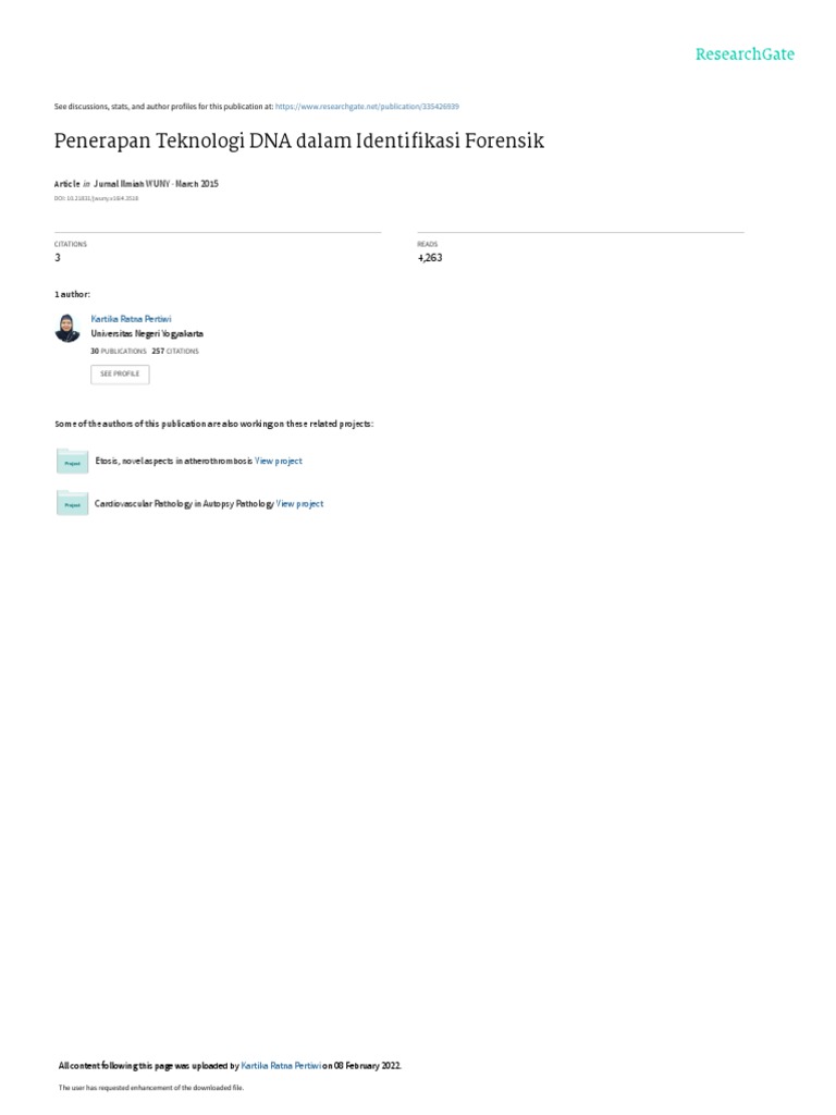 Penerapan Teknologi DNA Dalam Identifikasi Forensi | PDF